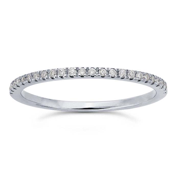 14K White Gold 1.4mm Diamond-Set Wedding Band - RioGrande