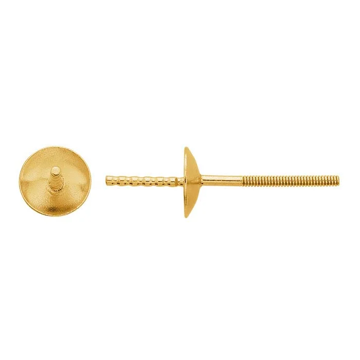 14K Yellow gold 5mm Pearl Post Earring Mounting - RioGrande