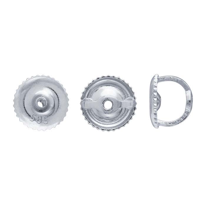 14K White Gold 6.4mm Threaded Ear Nut - RioGrande