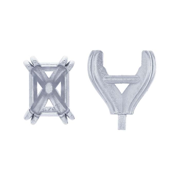 14K White Gold 8 x 6mm Octagon Double-Prong 4-Prong Setting - RioGrande