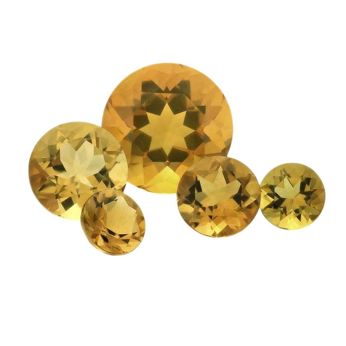 Yellow Citrine Round Faceted Gemstones, AA-Grade - RioGrande