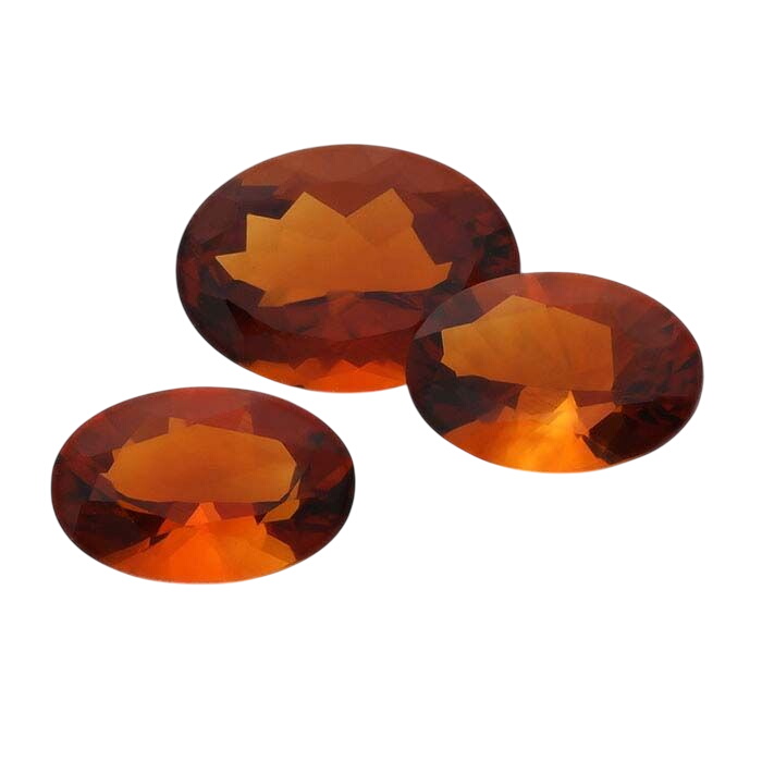 Fire Citrine Oval Checkerboard Faceted Gemstones, AA-Grade - RioGrande