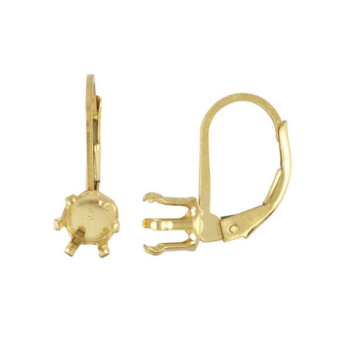 14/20 Yellow Gold-Filled Lever-Back 6mm Round Snap-Set™ Earring ...