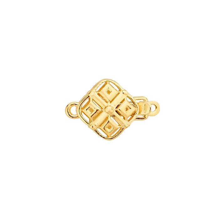 14K Yellow Gold Open Diamond Pattern Safety Clasp - RioGrande