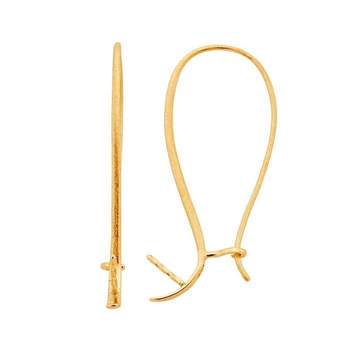 14K Yellow Gold Satin-Finish Curved Pearl Ear Wire Mounting - RioGrande