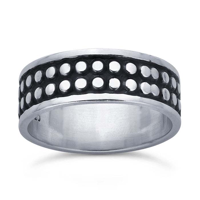 Sterling Silver Double Row Dots Ring - RioGrande
