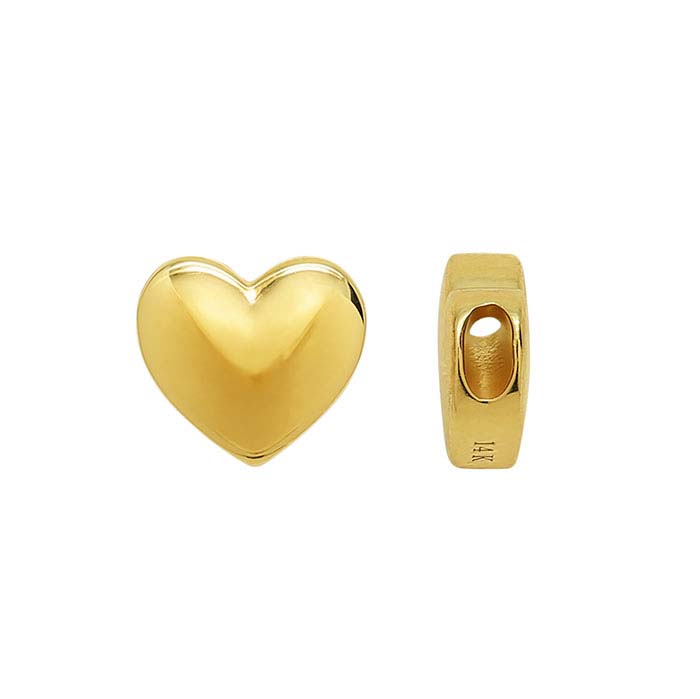 Sterling Silver Yellow Gold-Plated 9 x 8.6mm Heart Bead - RioGrande