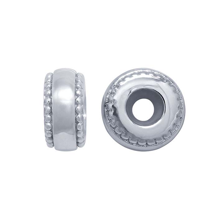 Sterling Silver 9 x 4mm Roundel "Smart" Rope-Edge Bead with Silicone ...