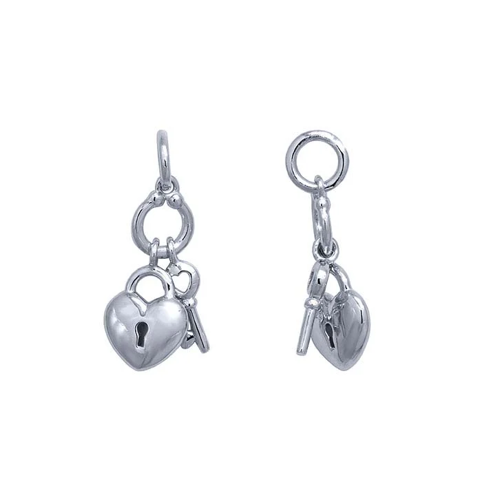 Sterling Silver Heart Lock & Key Charm - RioGrande