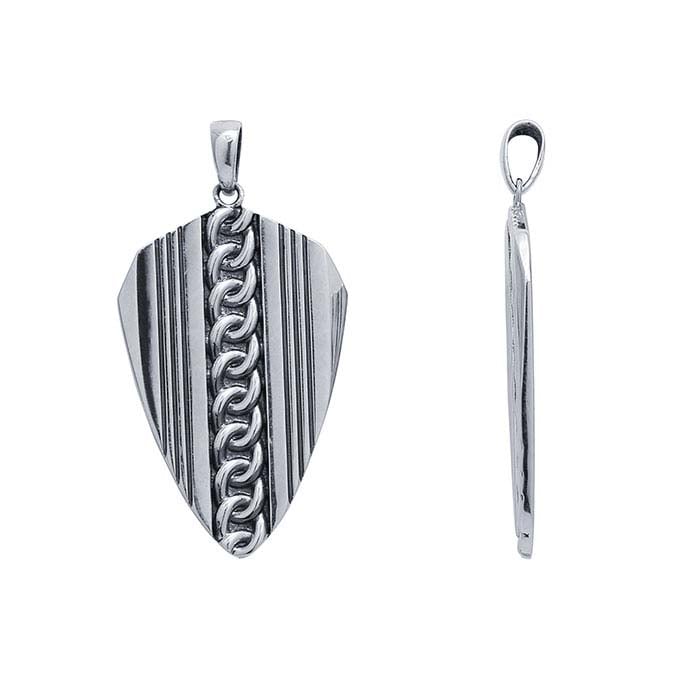 Sterling Silver Arrowhead Pendant with Chain Inlay - RioGrande