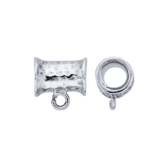 Sterling Silver Hammered Tube Pendant Bail with Perpendicular Ring ...