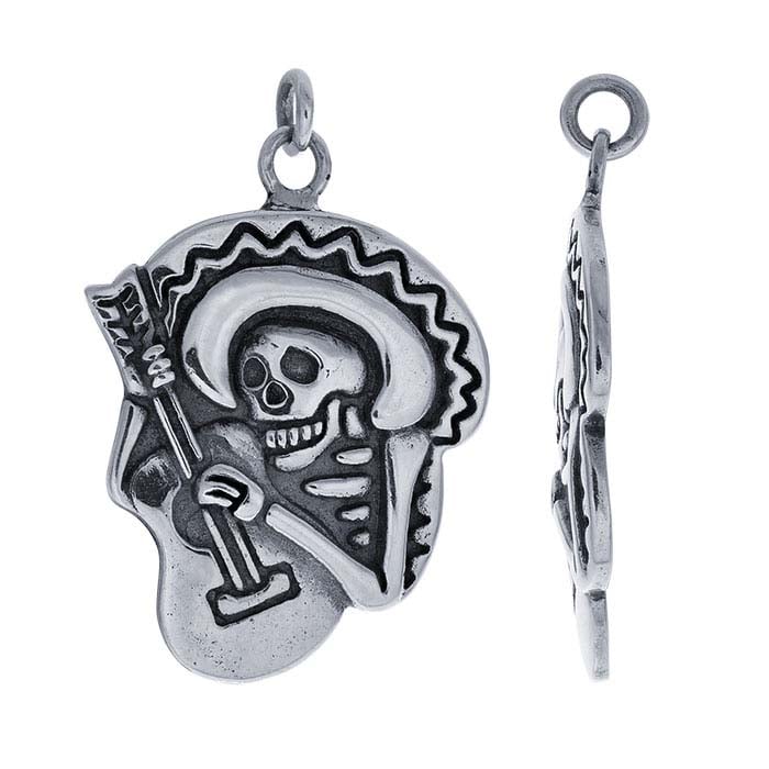Sterling Silver Mariachi Skull Pendant - RioGrande
