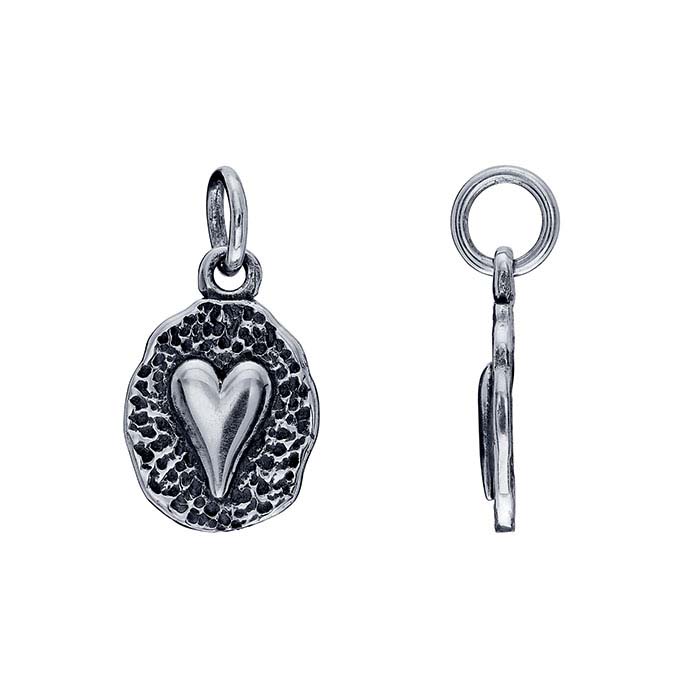 Sterling Silver Oval Coin with Heart - RioGrande