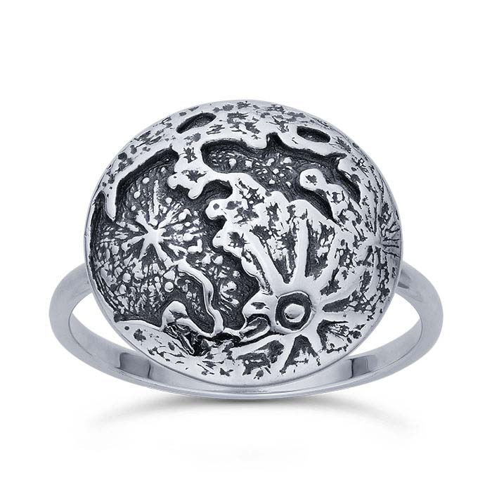 Sterling Silver Textured Full Moon Ring - RioGrande