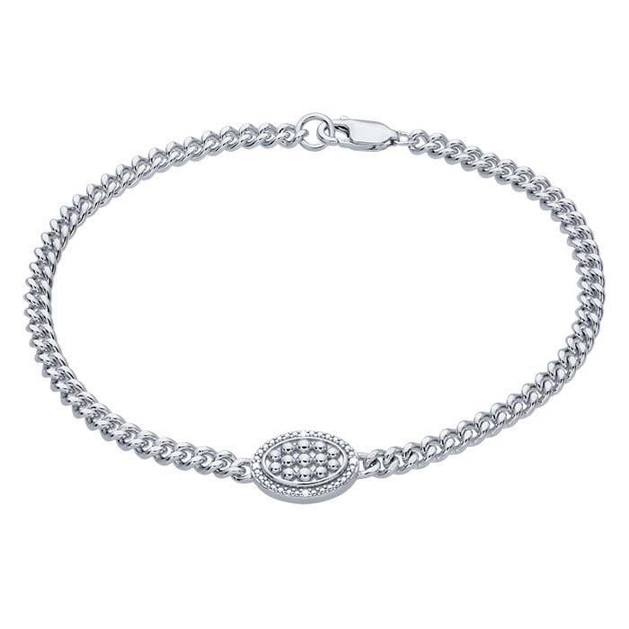 Sterling Silver Diamond-Set Curb Chain Bracelet - RioGrande