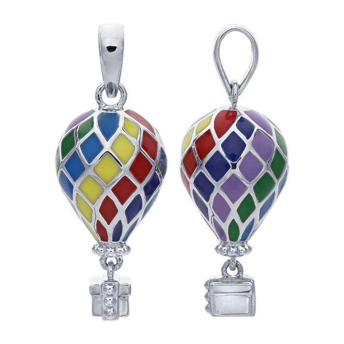 Sterling Silver Enameled Hot Air Balloon Pendant - RioGrande