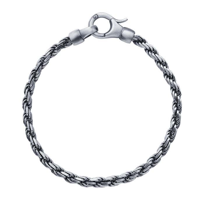 Sterling Silver Oxidized 4mm Rope Chain Bracelet - RioGrande
