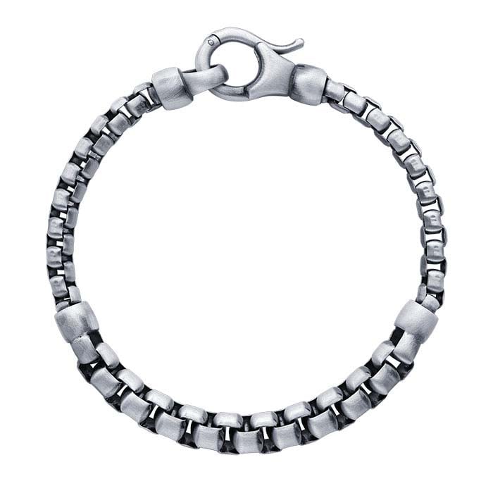 Sterling Silver 7.6mm Rounded Box Chain Bracelet - RioGrande