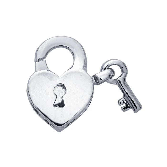 Sterling Silver Heart Lock with Key Clasp - RioGrande
