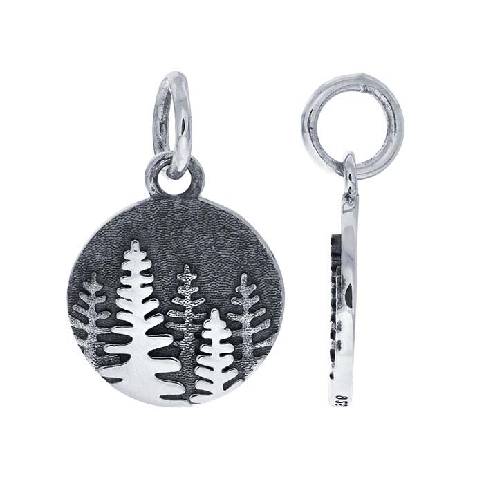 Sterling Silver Layered Pine Trees Charm - RioGrande