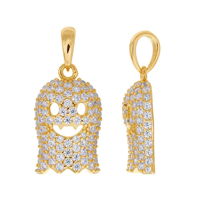 Sterling Silver Gold-Plated CZ-Set Ghost Pendant - RioGrande