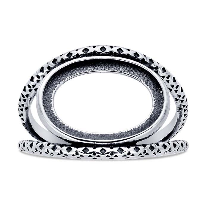Sterling Silver Split-Shank 14 x 10mm Oval Ring Mounting - RioGrande
