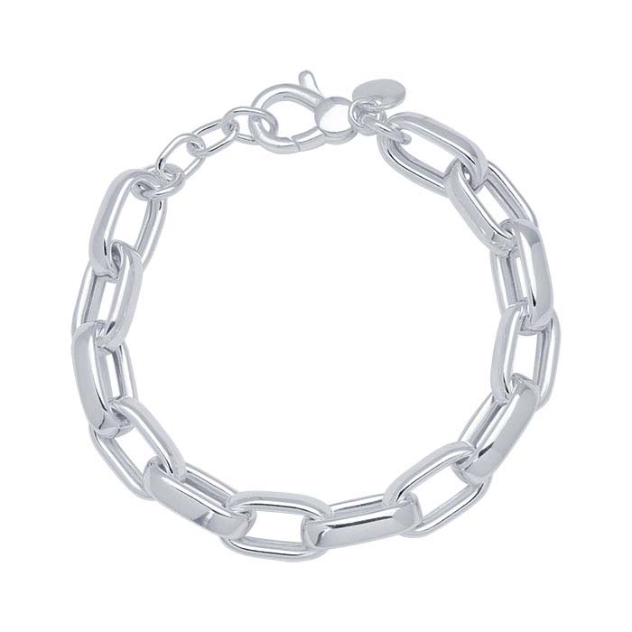 Sterling Silver 9.5mm Hollow Oval Link Chain Bracelet - RioGrande