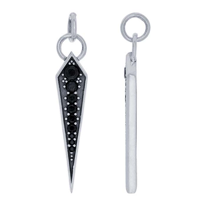Sterling Silver Black Crystal-Set Spike Pendant - RioGrande