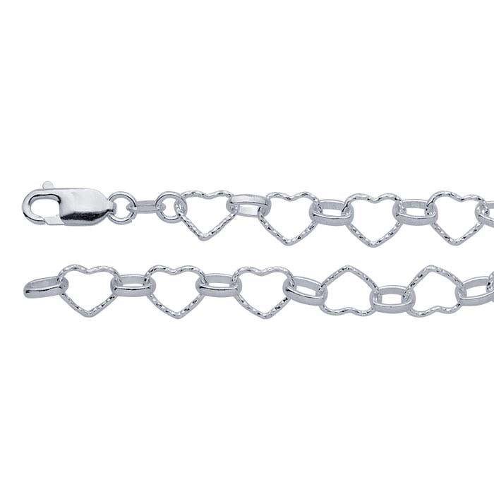 Sterling Silver 8mm Diamond-Cut Heart Link Chain - RioGrande