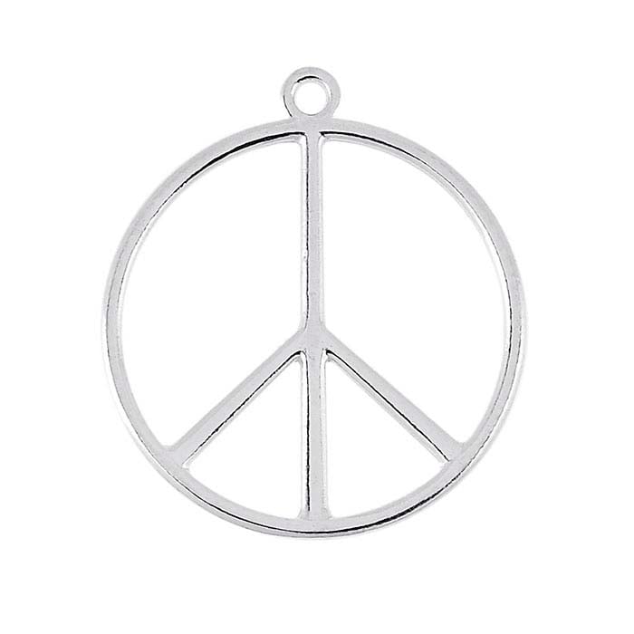 Sterling Silver Round Peace Sign Component - RioGrande