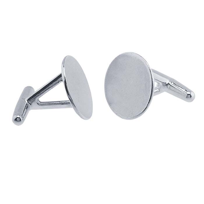 Sterling Silver Round Flat-Top Fixed-End Cuff Links - RioGrande