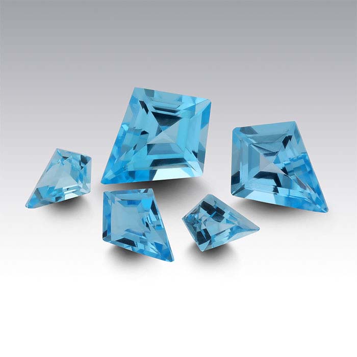 Swiss-Blue Topaz Kite Faceted Gemstones, AA-Grade - RioGrande