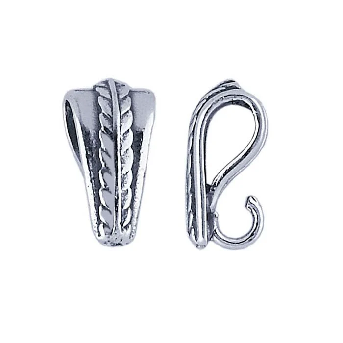 Sterling Silver Leaf Design Pendant Bail with Ring - RioGrande