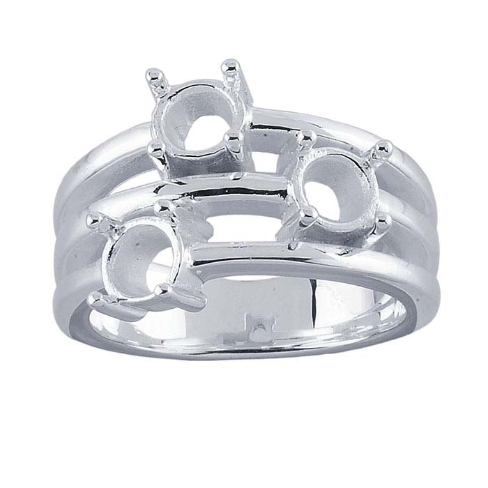 Sterling Silver Three-Stone Ring Mounting - RioGrande