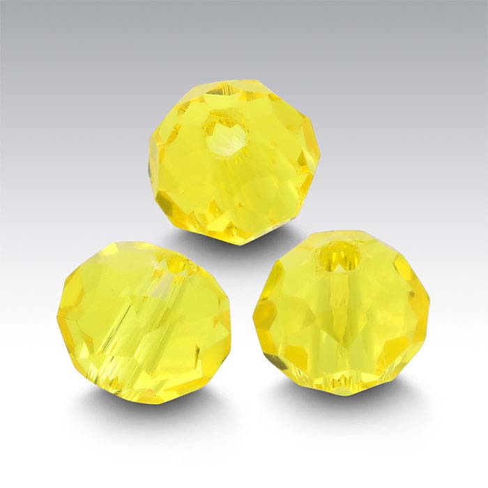 Crystal 4 x 6mm Faceted Roundel Bead, Transparent Yellow - RioGrande