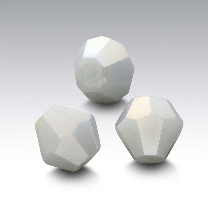 Crystal 6mm Faceted Bi-Cone Bead, Opaque White AB - RioGrande