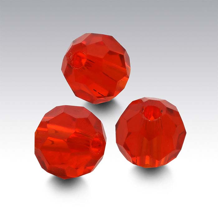 Crystal 6mm Faceted Round Bead, Transparent Red - RioGrande