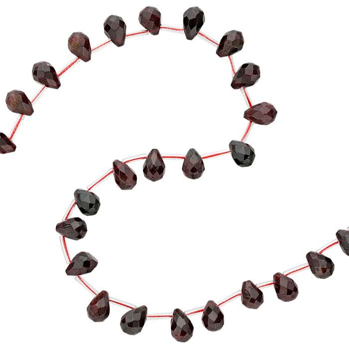 Garnet 9 x 6mm Teardrop Briolette Bead Strand - RioGrande