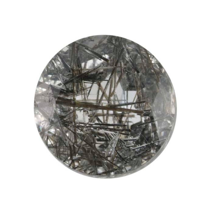 Black Tourmalinated Quartz Round Faceted Gemstone - RioGrande