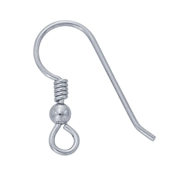 Sterling Silver Platinum-Plated Ear Wire with Loop, Coil and Bead ...