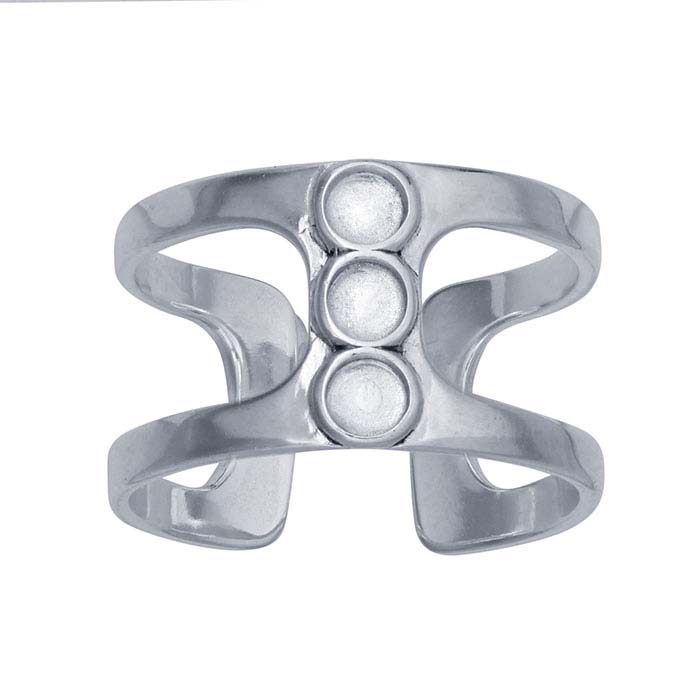 Sterling Silver Round Cabochon Ring Mountings, Adjustable - RioGrande