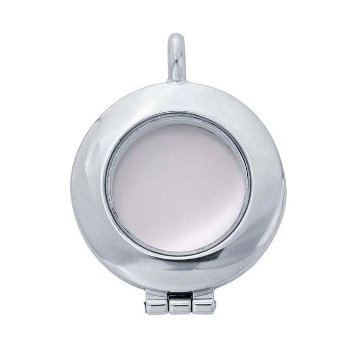 Sterling Silver Round Floating Glass Locket Pendant - RioGrande