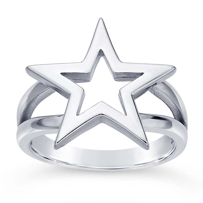 Sterling Silver Open Star Split Shank Ring - RioGrande