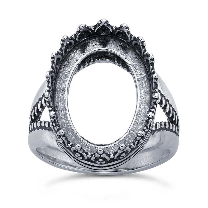 Sterling Silver Split Shank 18 x 13mm Oval Cabochon Ring Mounting ...