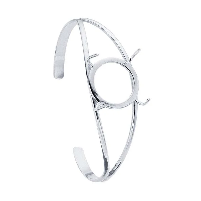 Sterling Silver 25mm Round Freeform Cuff Bracelet Mounting - RioGrande