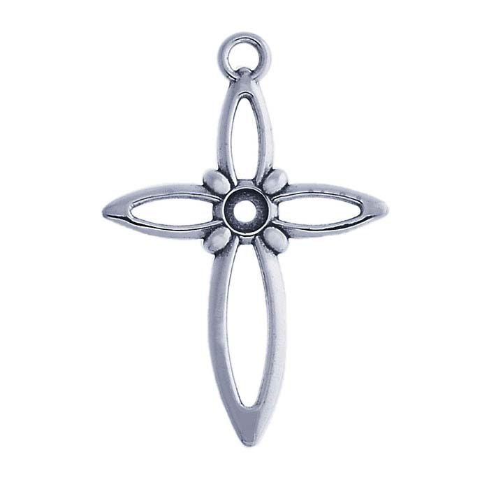 Sterling Silver Open Cross Pendant Mounting - RioGrande