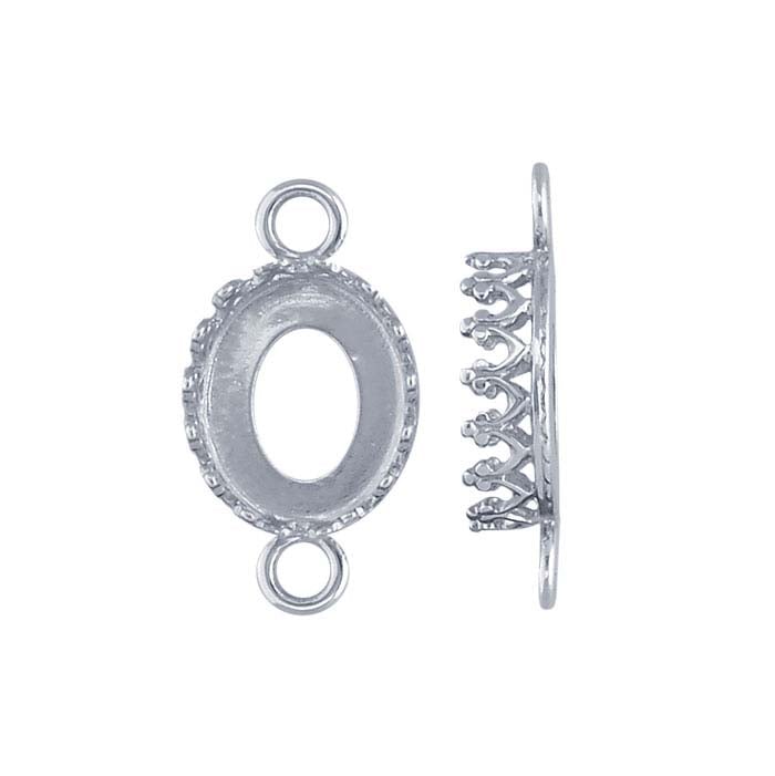 Sterling Silver Oval Gallery Wire Cabochon Link Component Mounting ...