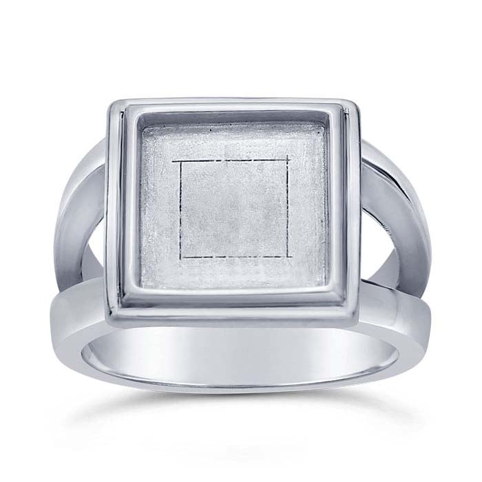 Sterling Silver 10mm Square Cabochon Ring Mounting - RioGrande