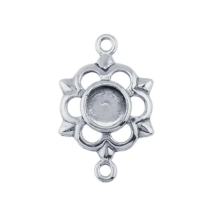 Sterling Silver 6mm Round Daisy Link Cabochon Component Mounting ...