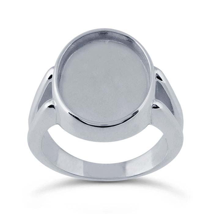 Sterling Silver Split Shank Oval Cabochon Ring Mounting - RioGrande